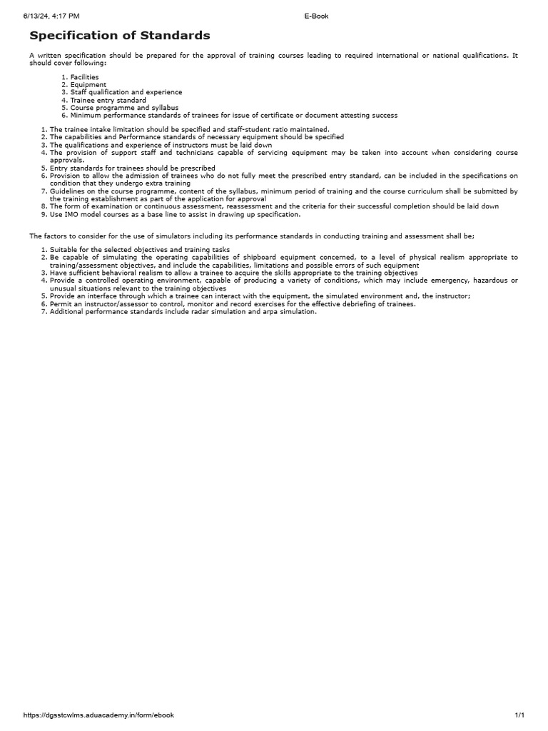 Training Course Approval Standards | PDF | Simulation | Specification ...