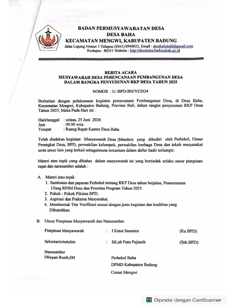 Ba. Musdes RKP | PDF