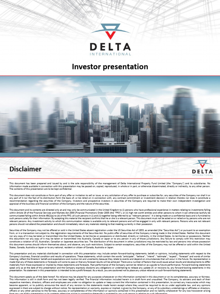 Delta International Investor Presentation | PDF | Taxes | Economies