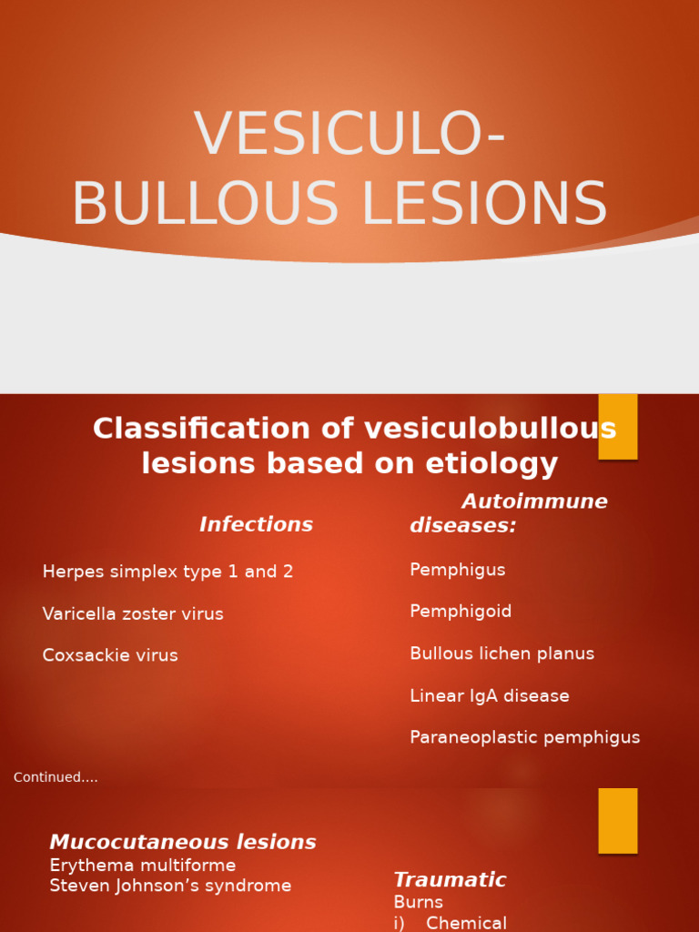 Vesicullo Bullous Lesions | PDF | Medicine | Clinical Medicine