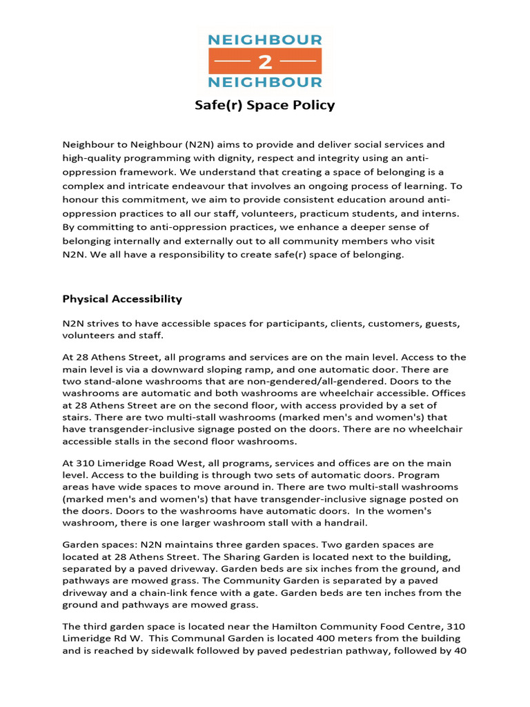 HCFC Safer Space Policy | PDF | Discrimination | Sexism