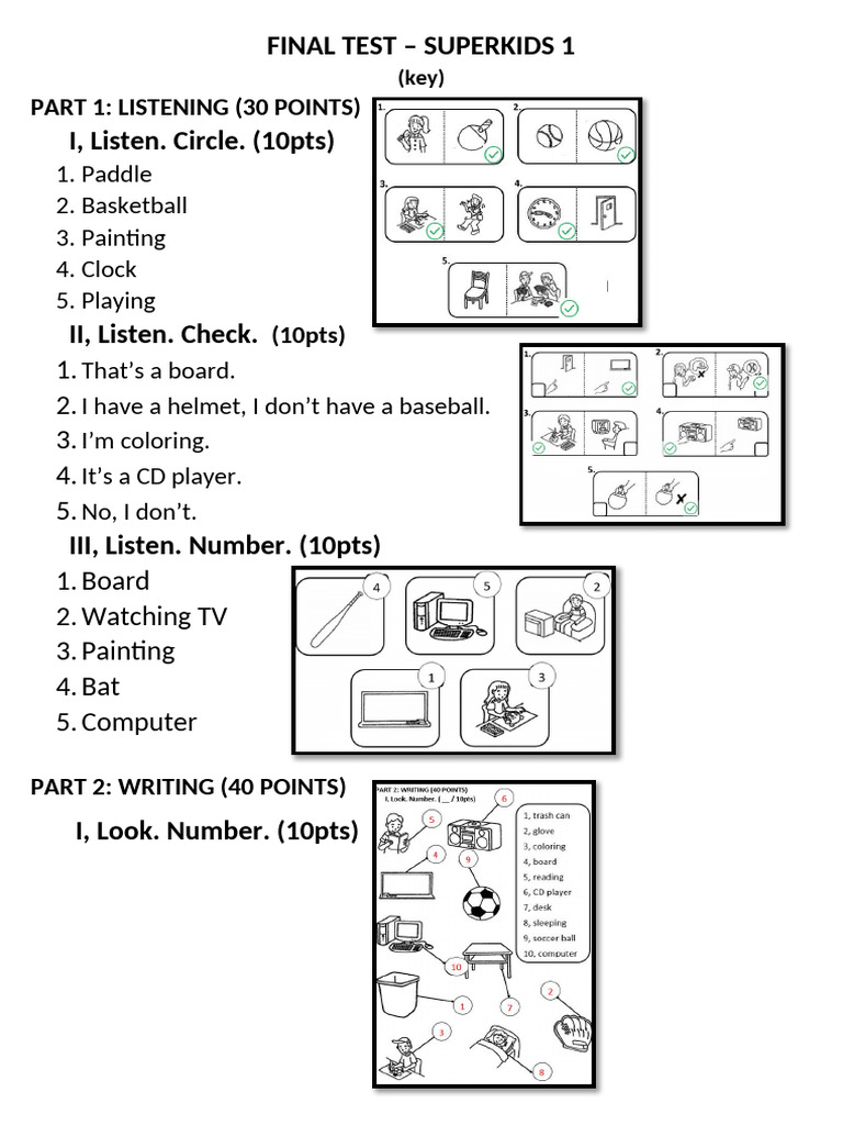 Key - Final Superkids 1 Ms. Như | PDF
