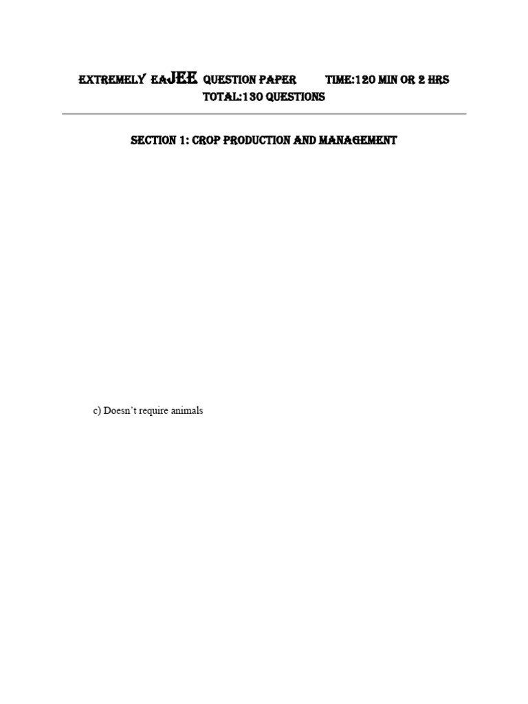 Extremely Eajee Question Paper | PDF | Combustion | Fertilisation