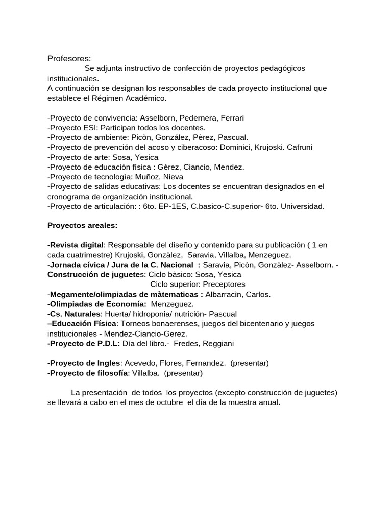Instructivo Proyectos Pedagógicos 2023 | PDF | Evaluación | Enseñando