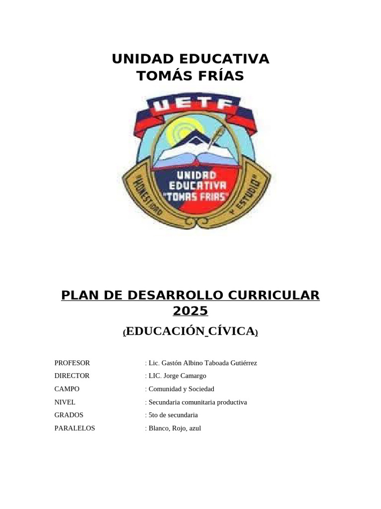 PDC 2 Civica 5to La Cpe en Bolivia | PDF | Bolivia | Plan de estudios