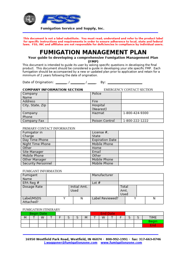 Fumigation Management Plan Guide | PDF