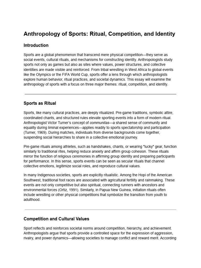 Sports as Rituals of Identity and Culture | PDF | Rituals | Anthropology