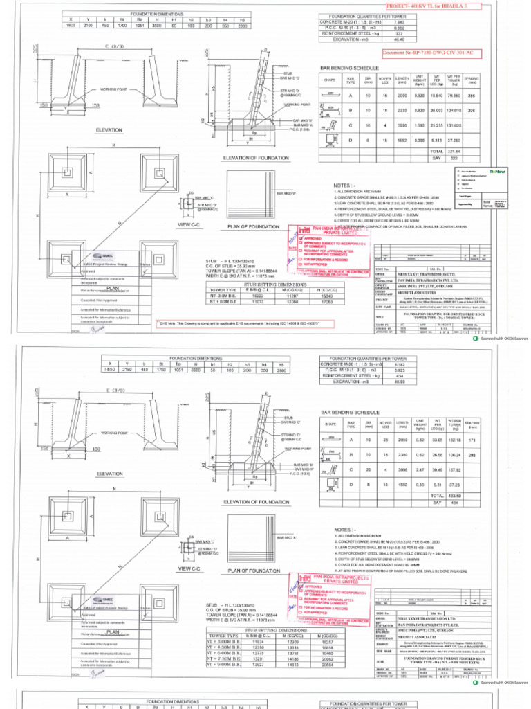 Foundation Drawing For Type-1 Tower | PDF
