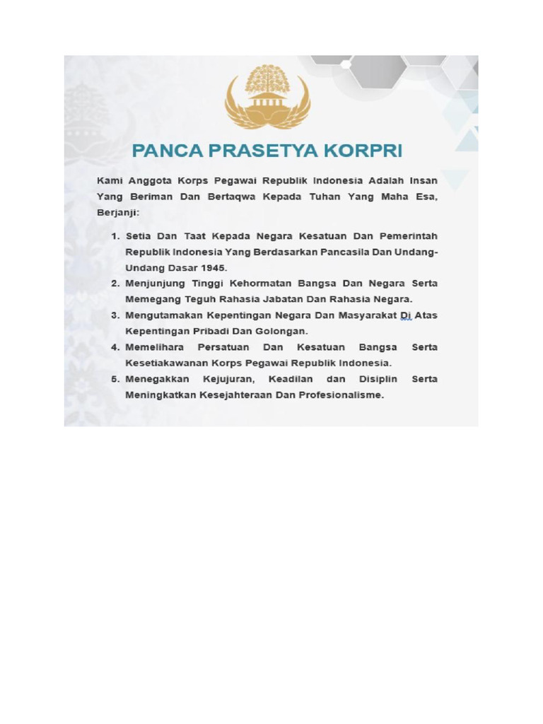 Panca Prasetya Korpri | PDF