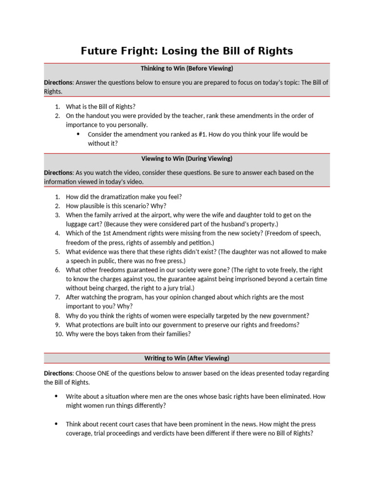 Bill of Rights: Future Fright Insights | PDF