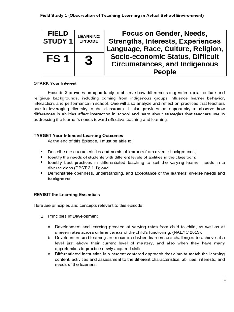 DEMI-EP3 - FS1 - Focus-on-Gender-Needs-Strengths-Interests-Experiences-Language-R - FINAL | PDF ...