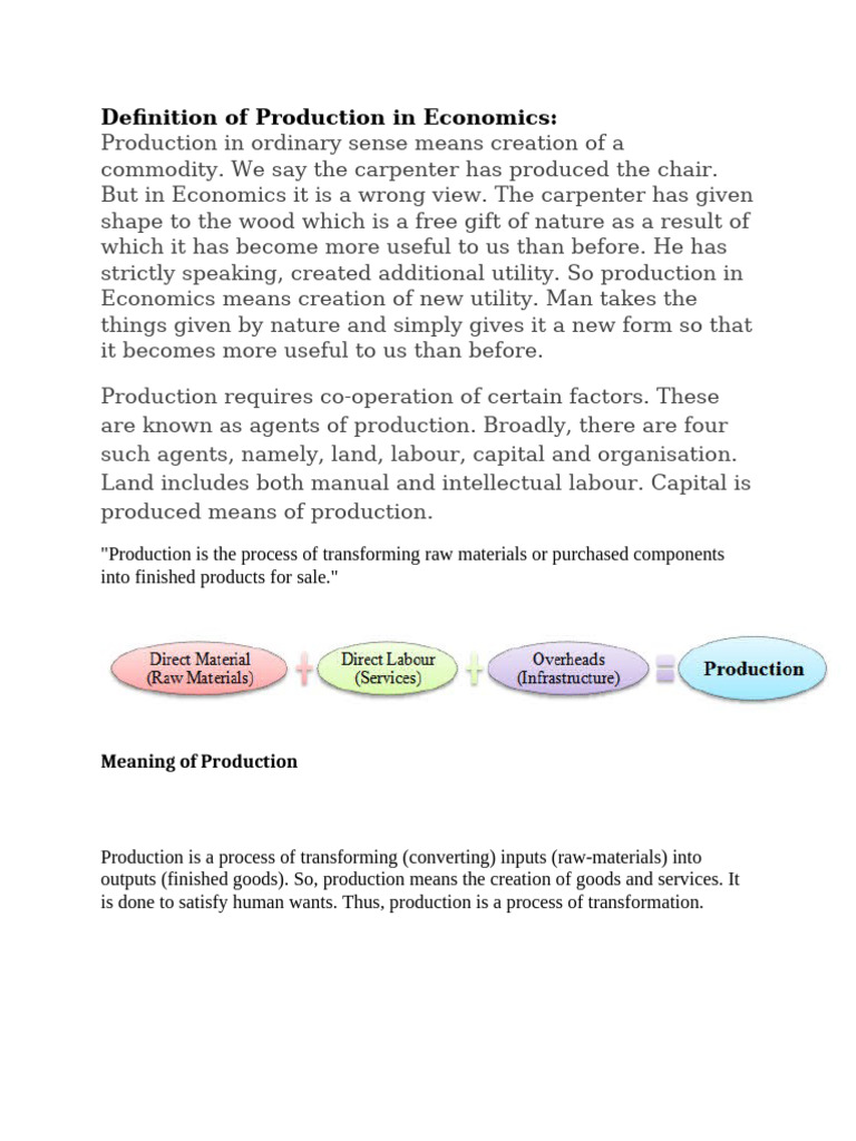 Definition of Production in Economics | PDF | Production Function ...