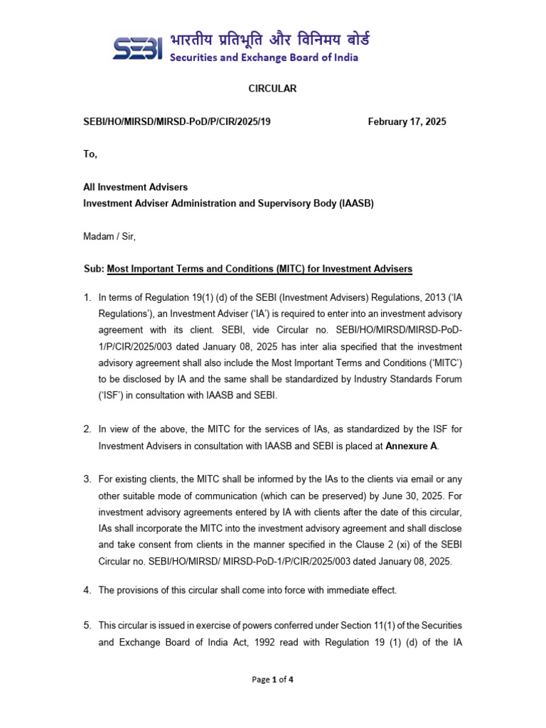 Annexure | PDF | Securities (Finance) | Financial Adviser