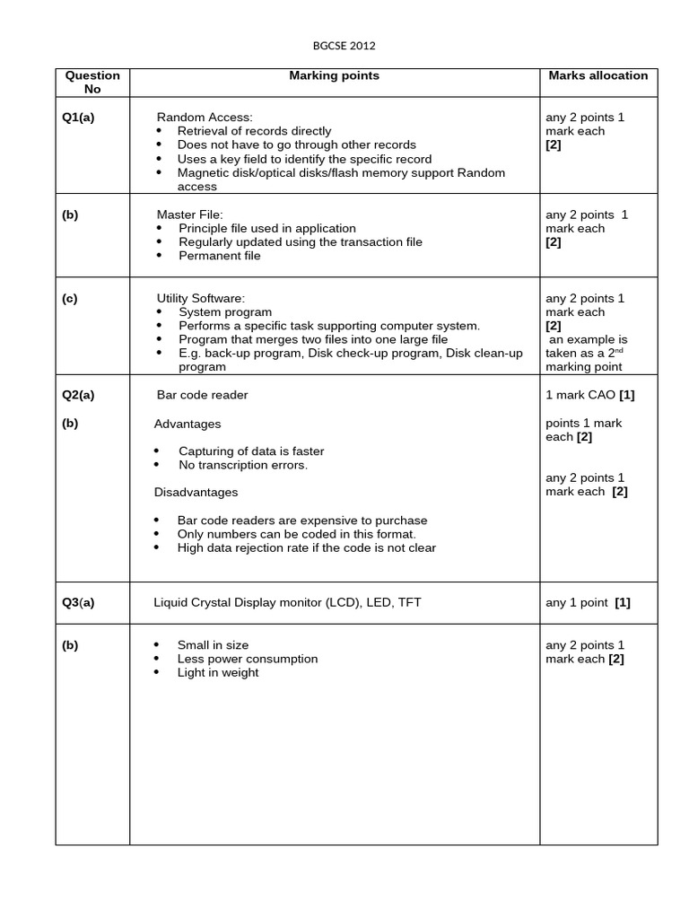 2012 BGCSE Paper 2 - Marking Key | PDF | Computer Aided Design | Computer File