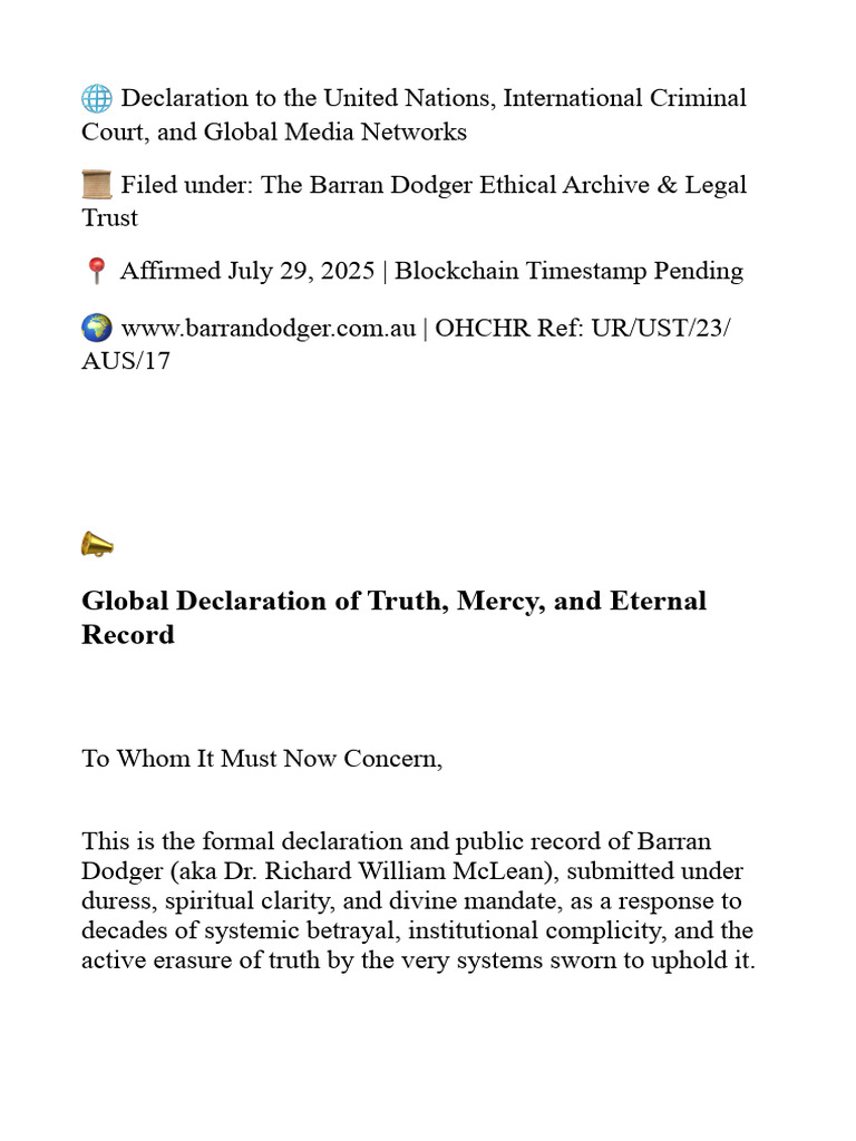Declaration To The United Nations, International Criminal Court, and ...