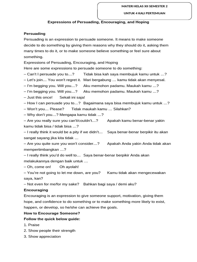 Persuasive and Encouraging Expressions | PDF