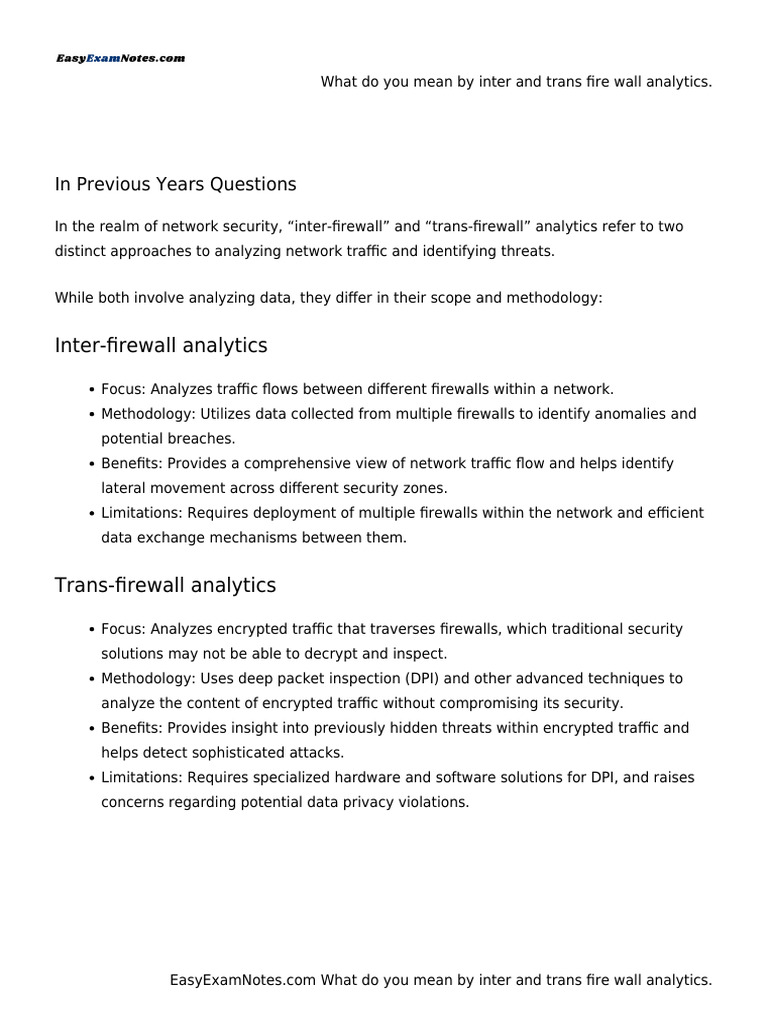 What Do You Mean by Inter and Trans Fire Wall Analytics. | PDF ...