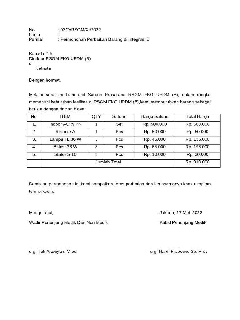 Permohonan Barang Rusak | PDF