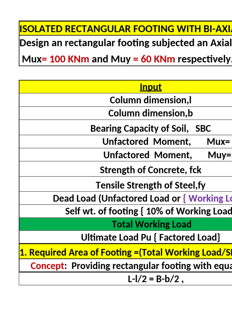 Rect Footing Having Axial Load Plus Biaxial Moment | PDF | Bending | Classical Mechanics