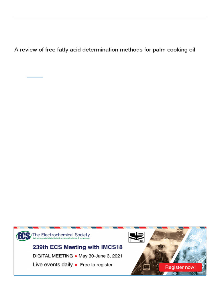 Free Fatty Acid Methods in Palm Oil | PDF | Gas Chromatography | High ...
