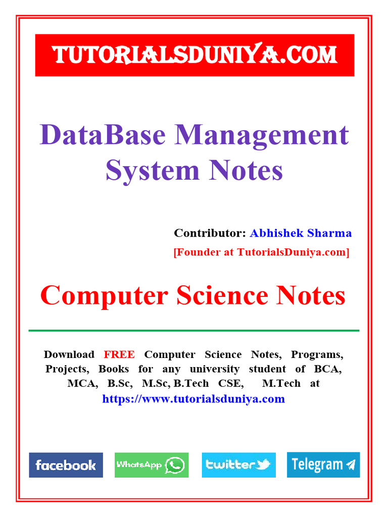 DBMS Notes - TutorialsDuniya | PDF
