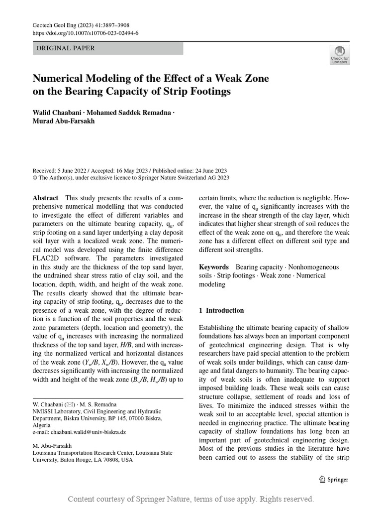 Numerical Modeling of The Effect of A Weak Zone On | PDF | Geotechnical ...