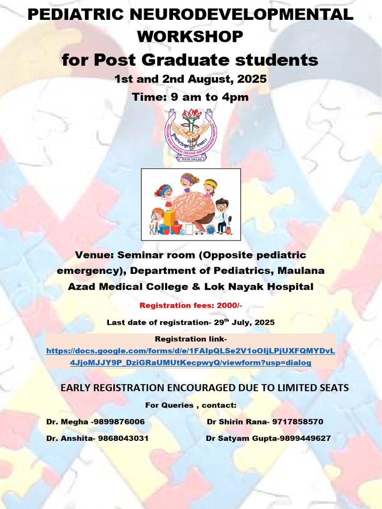 MAMC Neurodev Workshop Flyer Final | PDF | Mental Health | Neurological Disorders