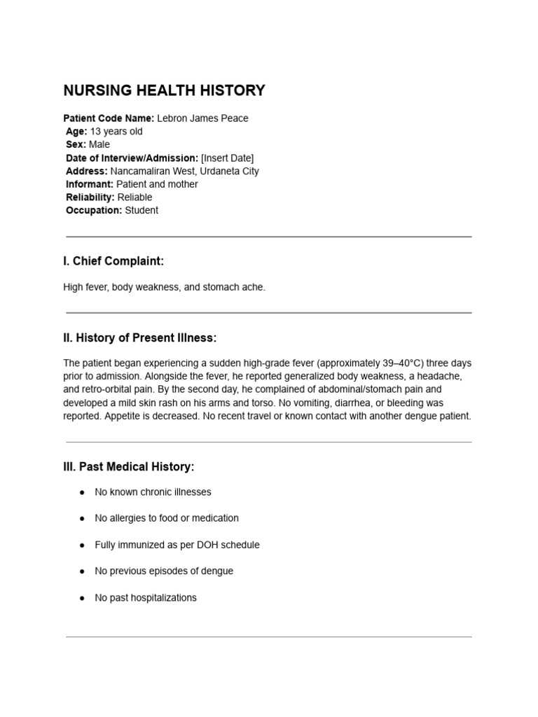 Nursing Health History Pdf