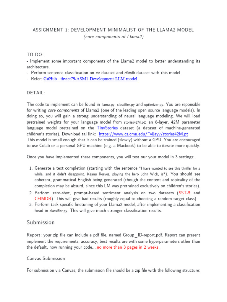 Assignment Development Minimalist of The Llama2 Model | PDF | Machine Learning | Computing