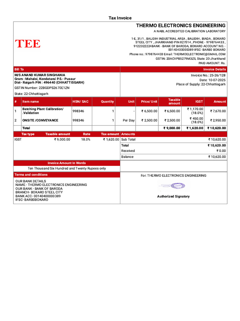 Thermo Electronics Engineering Invoice | PDF | Economy Of Asia | Rupee
