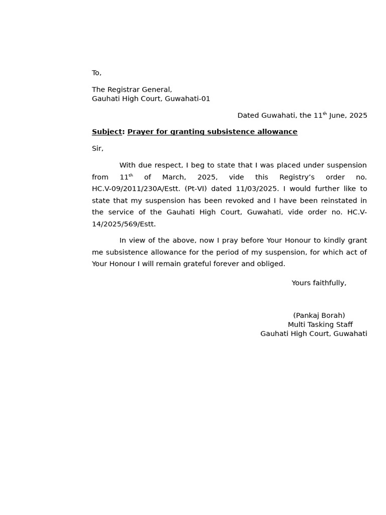 Subsistance Allowance | PDF