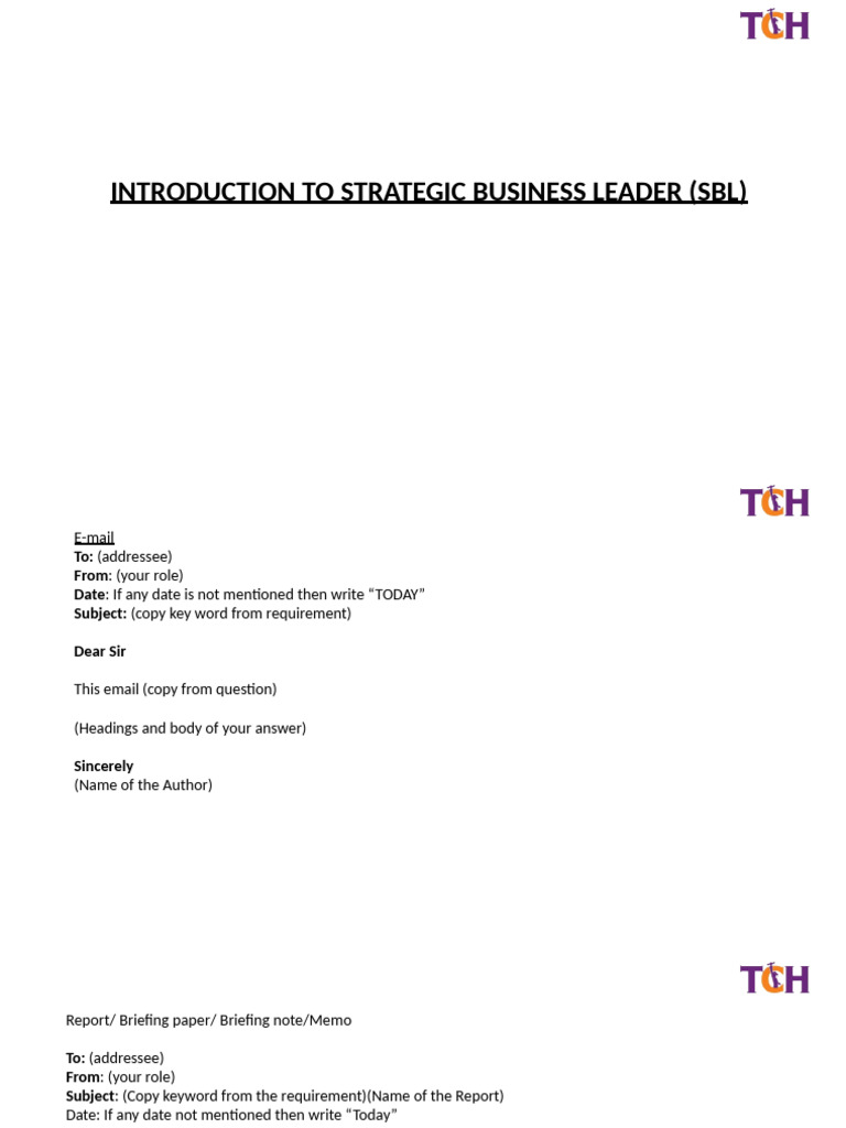 Introduction To SBL Formats | PDF | Business