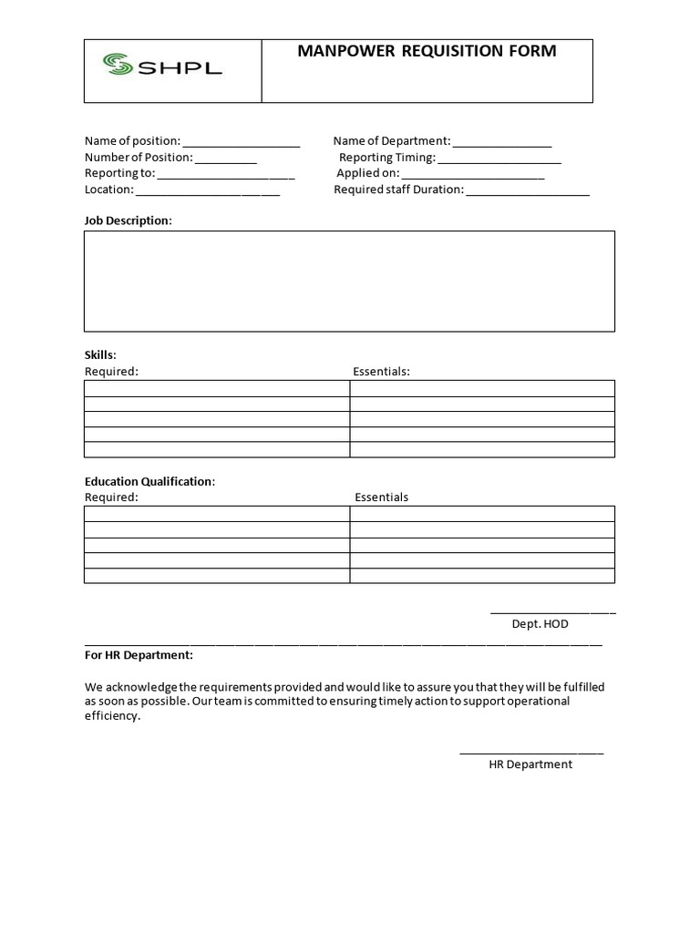 Manpower Requisistion Form | PDF