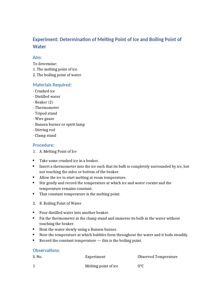 Melting Boiling Point Experiment | PDF