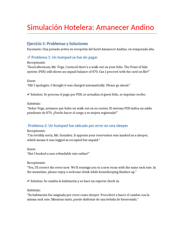 Ejercicio 5 y 6 Amanecer Andino | PDF