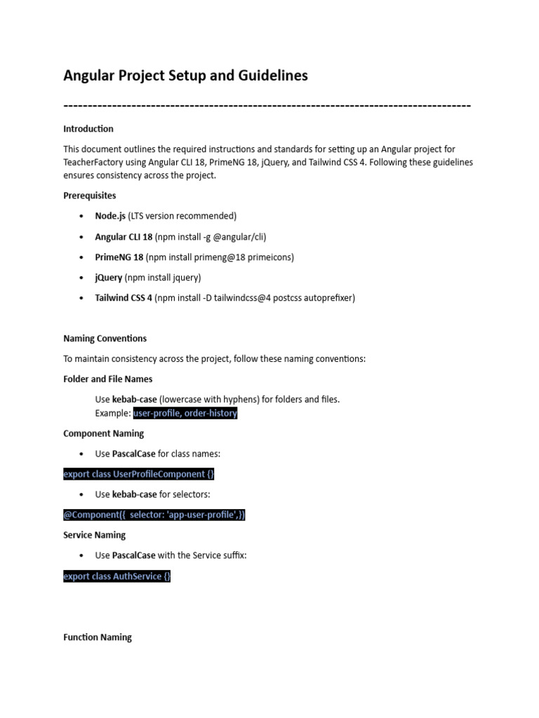 Angular Project Setup and Guidelines | PDF