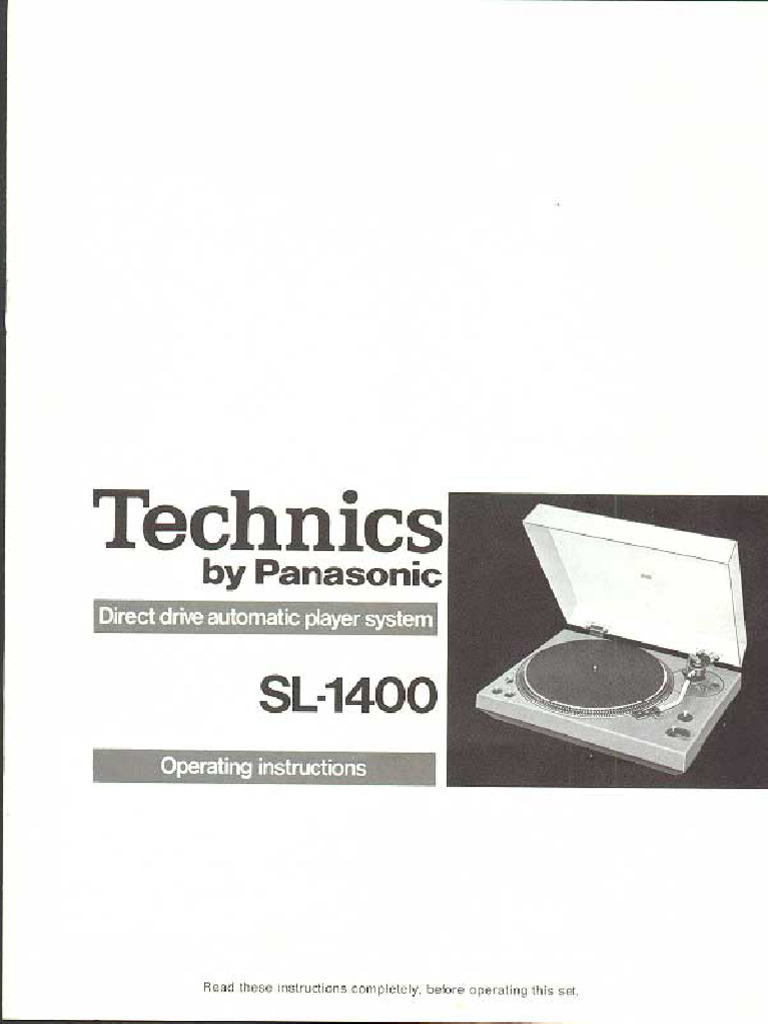 Technics SL-1400 MK2 Brochure | PDF