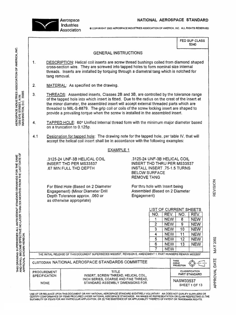 NASM33537 | PDF | Screw | Machining