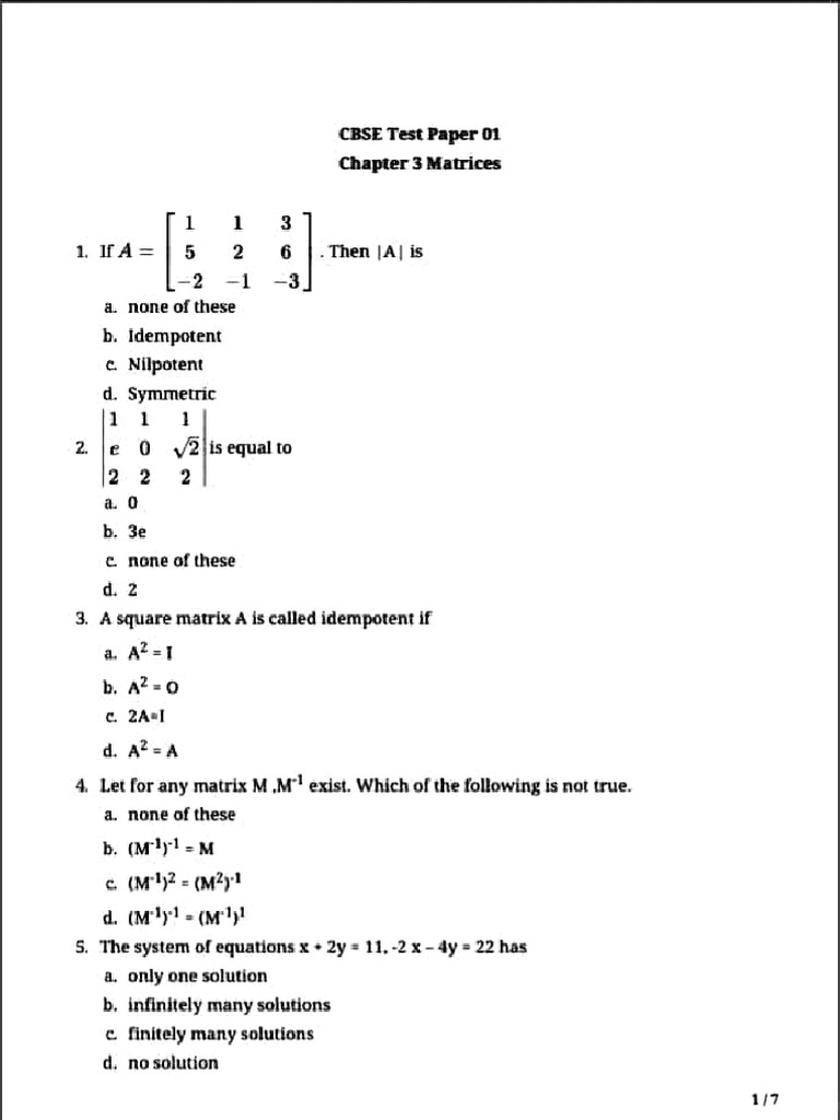 Determinants Worksheet for CBSE | PDF | Determinant | Matrix (Mathematics)
