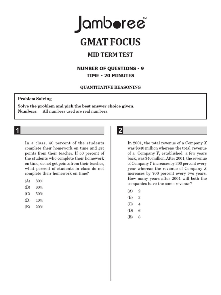 GMAT Quantitative Reasoning Practice | PDF | Graduate Management ...