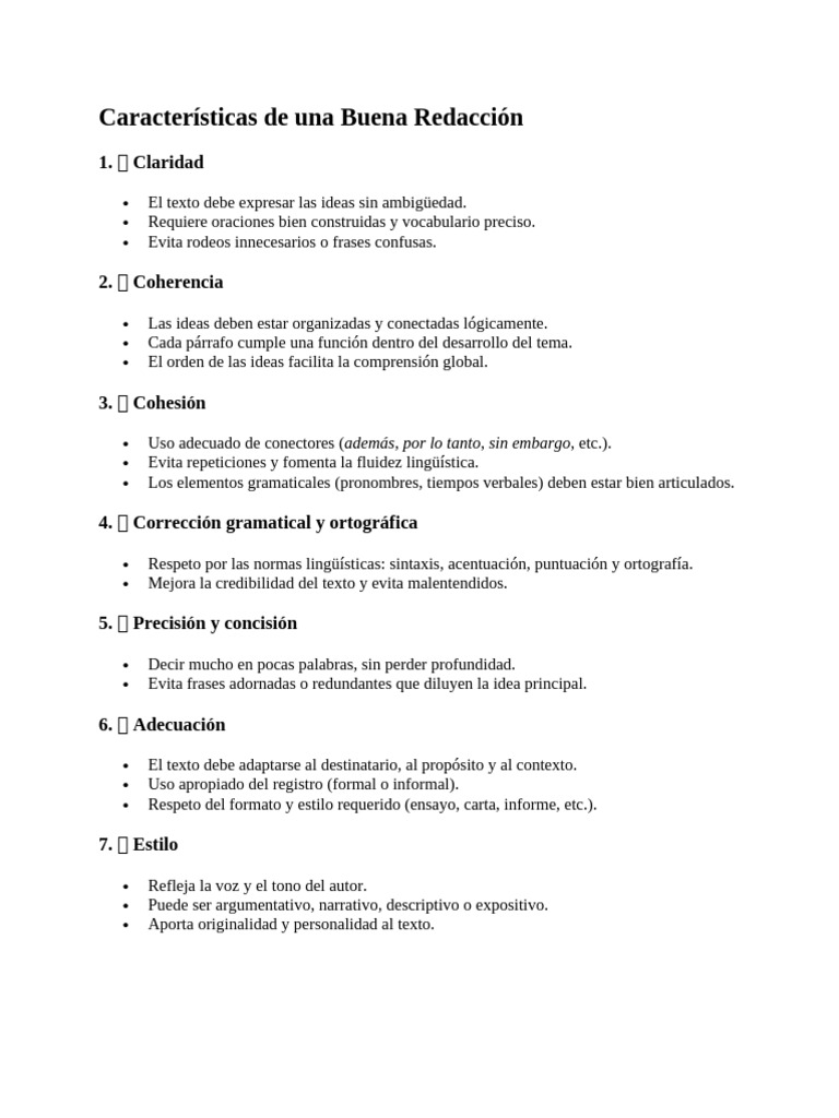 Características de Una Buena Redacción | PDF