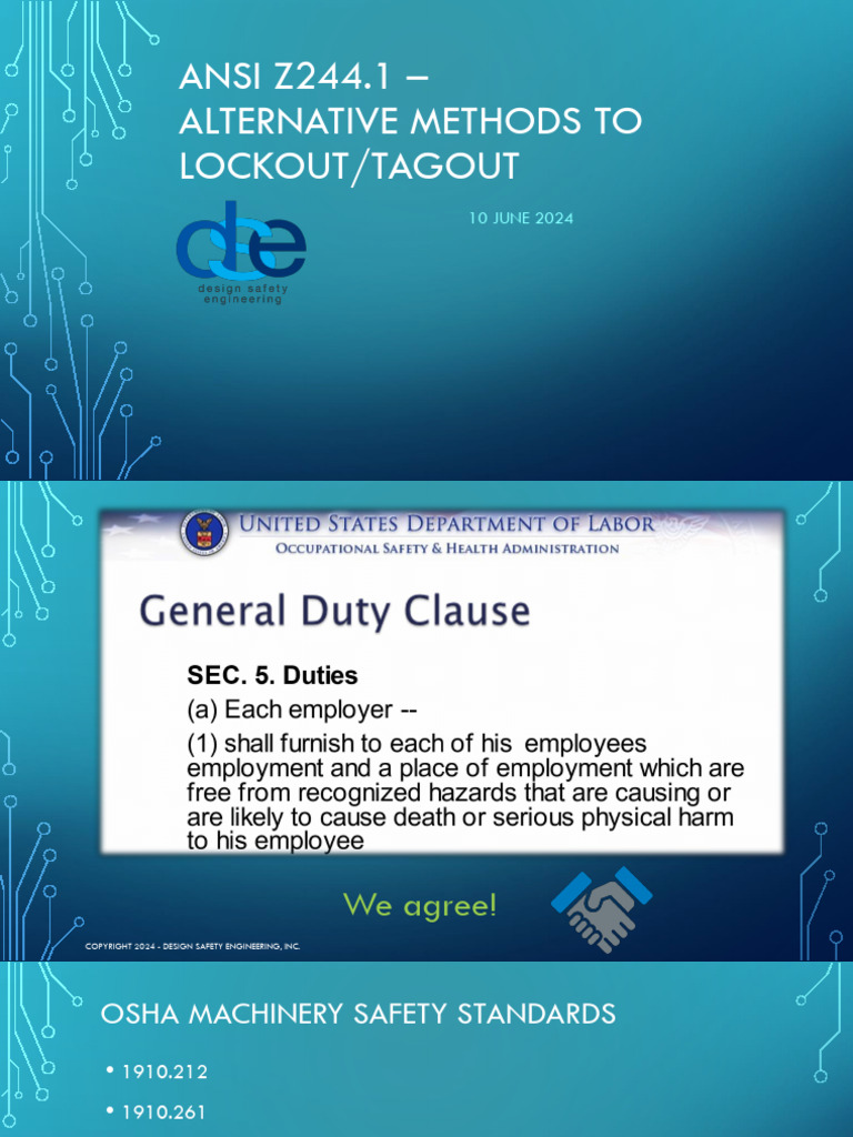 ANSI Z244.1: Modern Lockout Alternatives | PDF | Occupational Safety ...