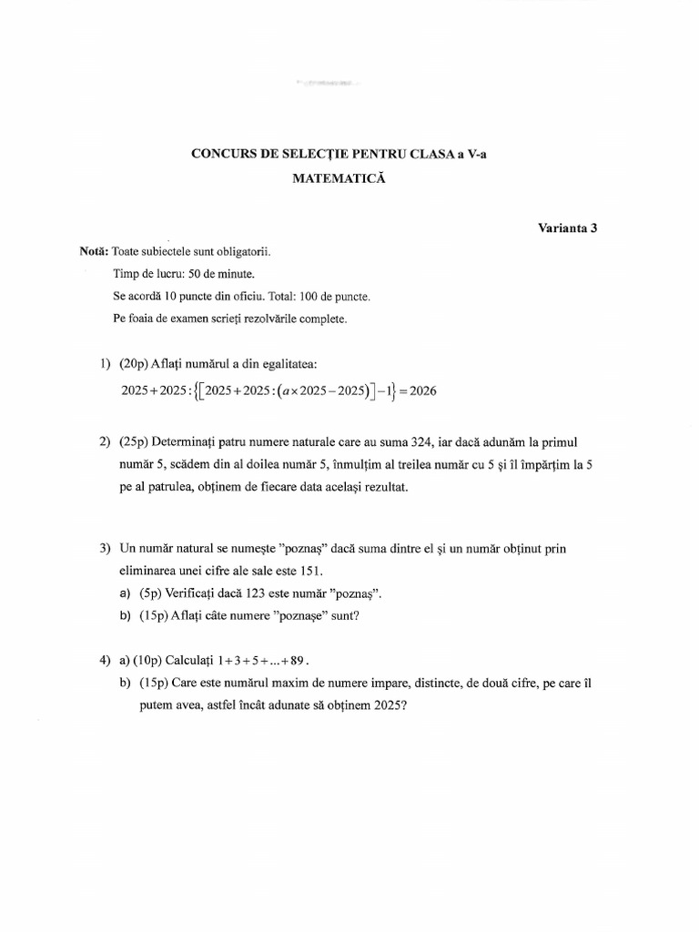 Subiect Si Barem Matematica 2025 | PDF