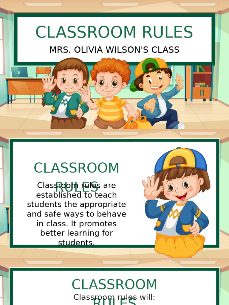 Elementary Classroom Rules Educational Presentation in Colorful Cartoon ...