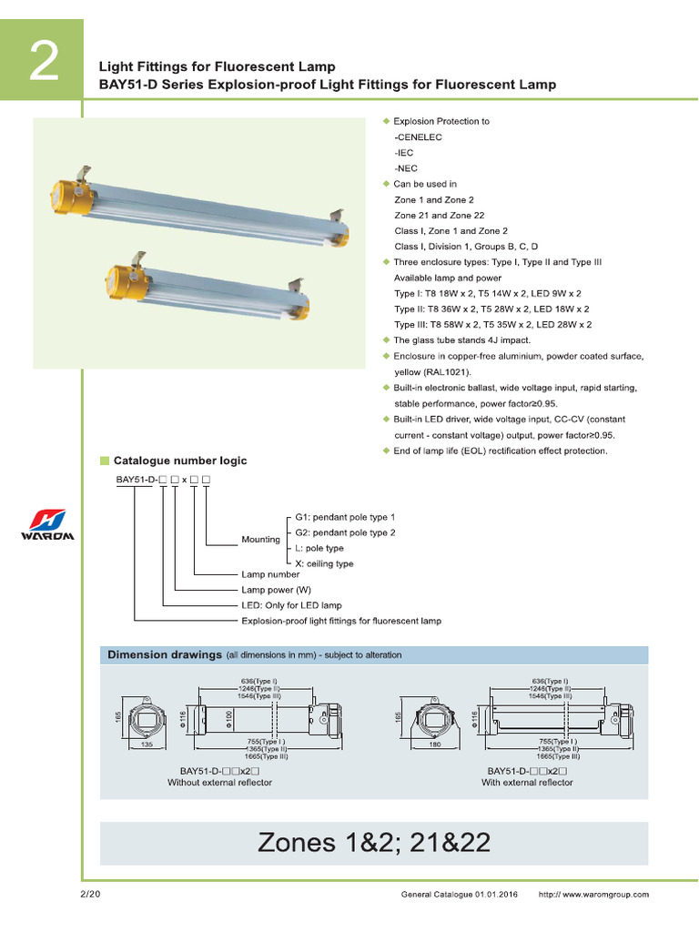BAY51-D Series Explosion-Proof Light Fittings For Fluorescent Lamp | PDF
