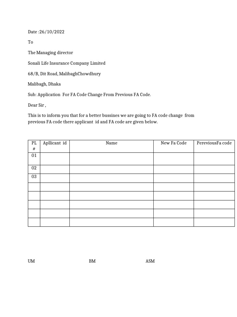 FA Code Change Application | PDF