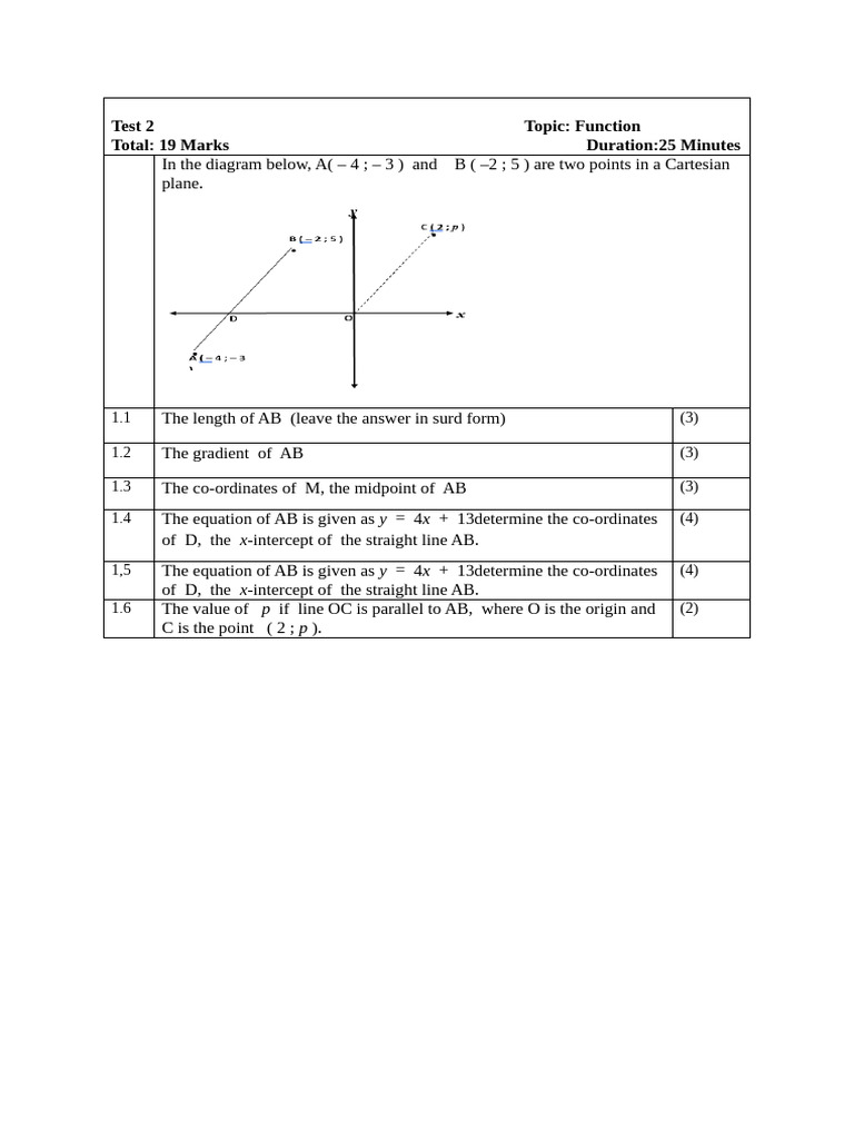 Grade 10 Analytical Geometry Test 2 | PDF