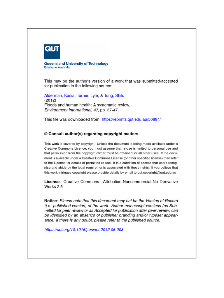 Accepted Version - Flood Review | PDF | Flood | Infection