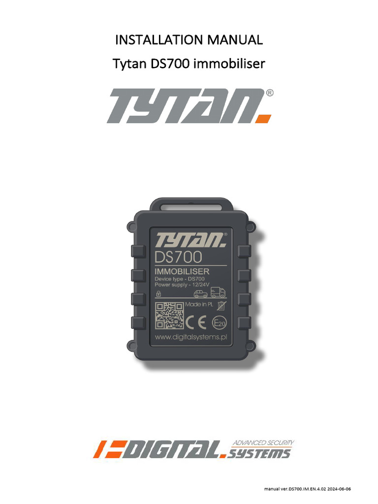 Tytan DS700 Immobiliser Installation Guide | PDF | Ios | Computer Terminal