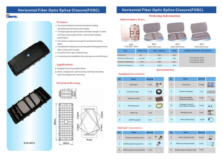 OFC Joint Enclosure 6012 - 144F | PDF | Equipment | Manufactured Goods